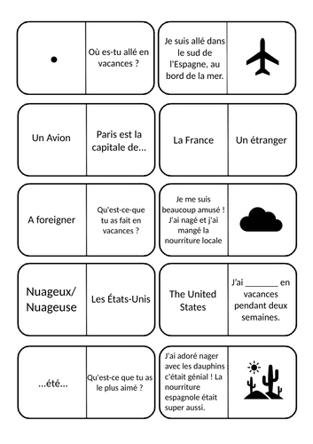 KS3 French Holidays Dominoes | Teaching Resources
