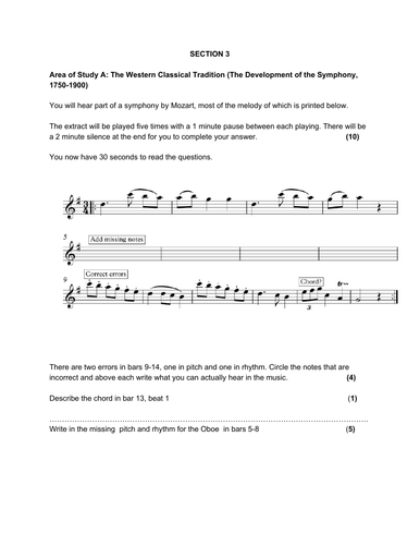 NEW Mozart A Level Music Rhythmic and Melodic Dictation | Teaching ...