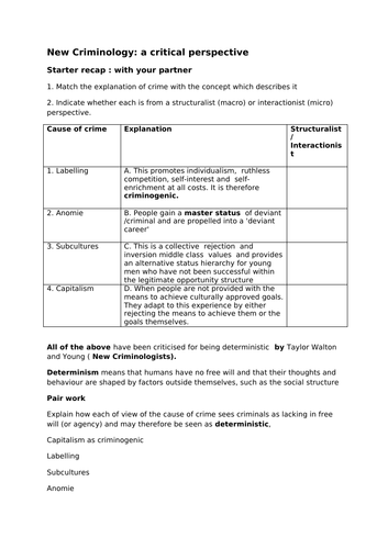 Neo Marxism and Crime - A Level Sociology | Teaching Resources