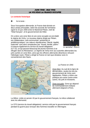 France 1940-1945 Life in Occupied France | Teaching Resources