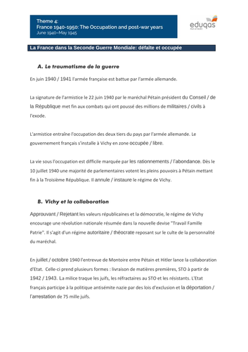 France 1940-1945 Life in Occupied France | Teaching Resources