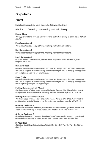 Year 6 Maths Homework Pack (46 sheets) including answers | Teaching ...