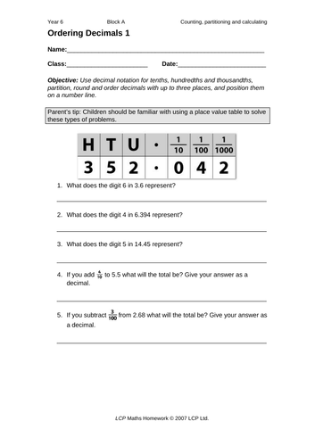 Year 6 Maths Homework Pack (46 sheets) including answers | Teaching ...