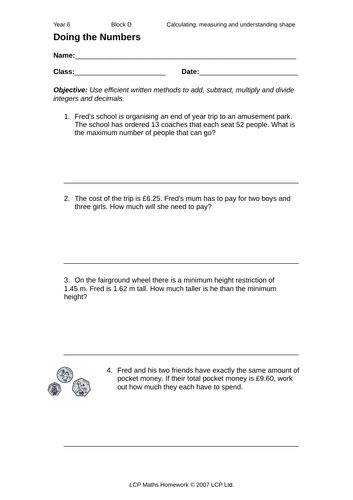 Year 6 Maths Homework Pack (46 sheets) including answers | Teaching ...