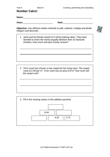 Year 6 Maths Homework Pack (46 sheets) including answers | Teaching ...