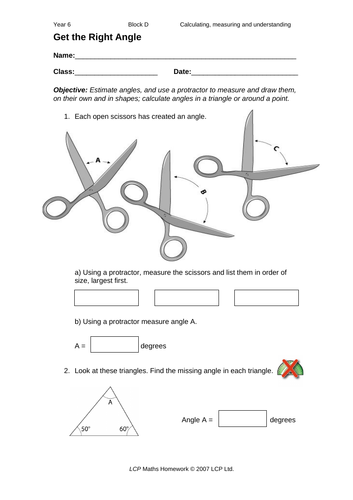 Year 6 Maths Angles Measuring and Estimating with Answers | Teaching ...