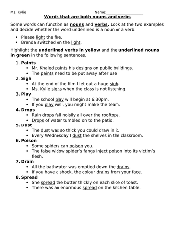 KS2 Year 5 Nouns and Verbs | Teaching Resources