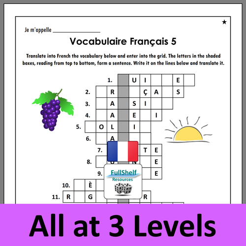 French Vocabulary Revision Worksheets Puzzles | Teaching Resources