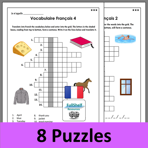 French Vocabulary Revision Worksheets Puzzles | Teaching Resources