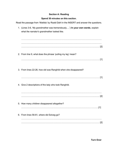 Year 7 English Comprehension | Teaching Resources