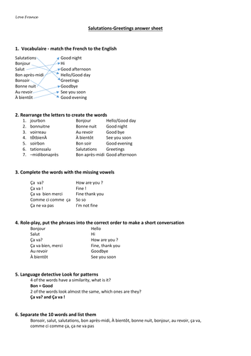 Home learning, at school or independent French greetings | Teaching ...