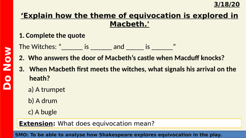 Equivocation in Macbeth | Teaching Resources