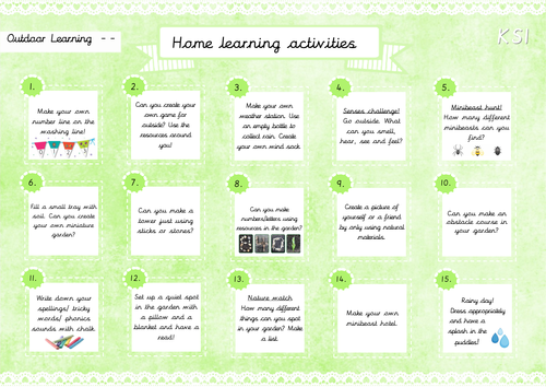 Home Learning Activities- Outdoor Learning | Teaching Resources