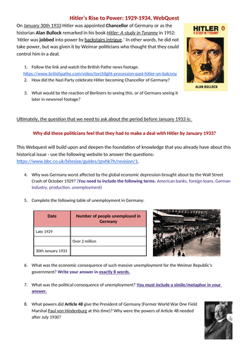 WebQuest on Hitler’s Rise to Power: 1929-1934 | Teaching Resources