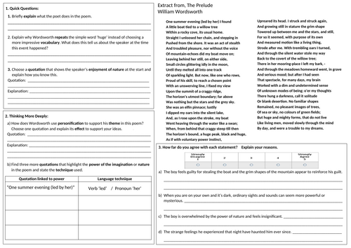Extract from Prelude Analysis Worksheet (Power & Conflict) | Teaching ...