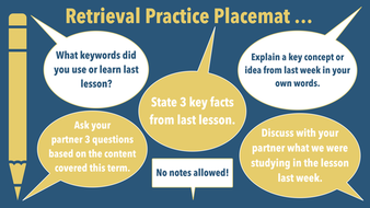 Retrieval Practice Placemat | Teaching Resources