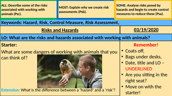 Hazards and Risks Animal Care (BTEC) | Teaching Resources