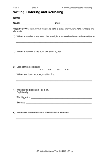 Year 5 Maths Home Mini Learning Pack includes Answers and Parental ...