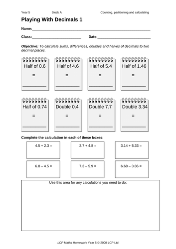 Year 5 Maths Home Mini Learning Pack includes Answers and Parental ...