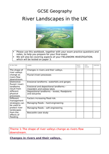 AQA GCSE workbook - Rivers | Teaching Resources