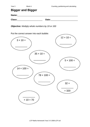 Year 3 Maths Home learning Mini Pack including Answers and Parental ...