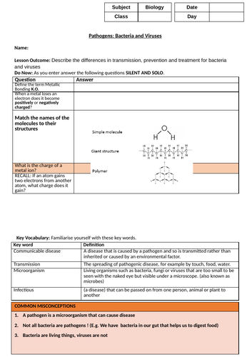 Bacteria and Viruses (Coronavirus) | Teaching Resources