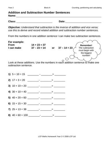 Year 2 Maths Home Learning Mini Pack (16 sheets) includes Answers ...