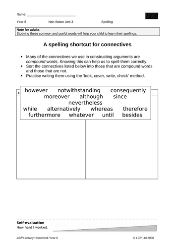 Year 6 English Home Learning (16 worksheets) includes Parental Guidance ...
