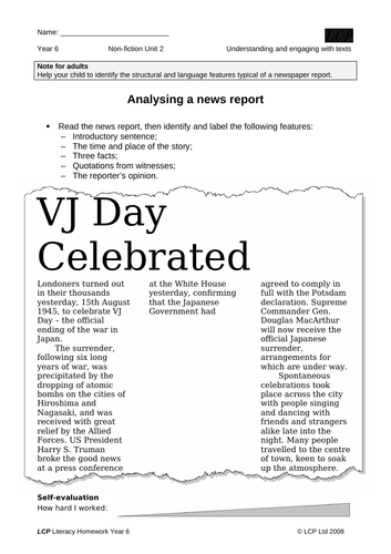 Year 6 English Home Learning (16 worksheets) includes Parental Guidance ...