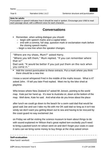 Year 6 English Home Learning (16 worksheets) includes Parental Guidance ...