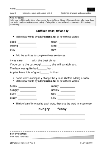 Year 3 English/ Literacy Home Learning Mini Pack includes Parental ...