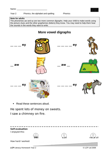 Year 2 English/Literacy Home Learning Mini Pack (16 sheets) includes ...