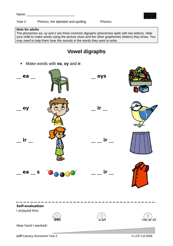 Year 2 English/Literacy Home Learning Mini Pack (16 sheets) includes ...