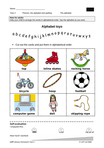 Year 2 English/Literacy Home Learning Mini Pack (16 sheets) includes ...