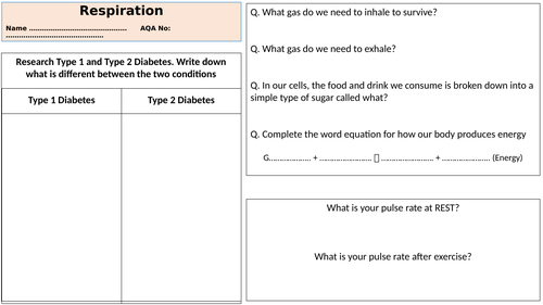 Human Respiration Lesson & Worksheet - SEN/KS3/KS4/Entry Level ...