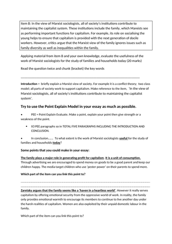 AQA A Level Sociology 20 mark essay Marxism families | Teaching Resources AQA A Level Sociology 20 mark essay Marxism families | Teaching Resources
