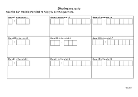 Sharing in a ratio worksheet | Teaching Resources