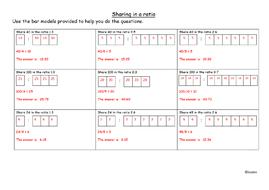 Sharing in a ratio worksheet | Teaching Resources