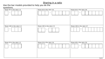 Sharing in a ratio worksheet | Teaching Resources
