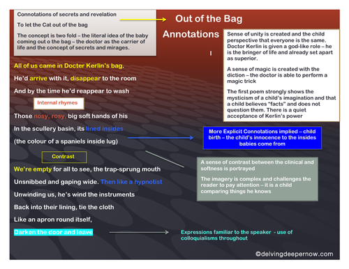 Poetry: Out of the Bag Annotations, Seamus Heaney | Teaching Resources