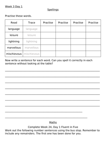 Year 5 - 3 weeks of home learning -Covid-19 | Teaching Resources