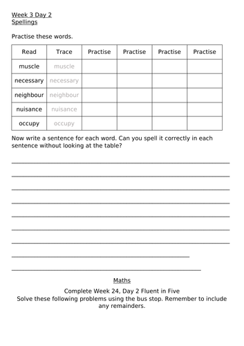 Year 5 - 3 weeks of home learning -Covid-19 | Teaching Resources