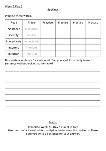 Year 5 - 3 weeks of home learning -Covid-19 | Teaching Resources