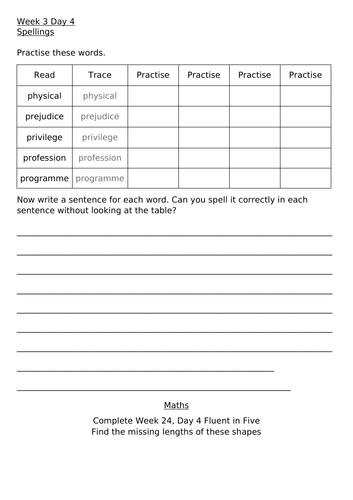 Year 5 - 3 weeks of home learning -Covid-19 | Teaching Resources