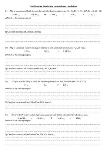 SC9/CC9 - Calculations involving masses worksheets | Teaching Resources