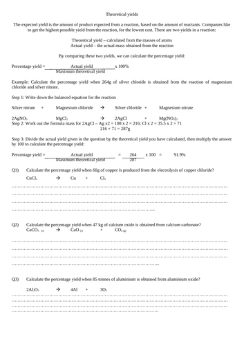 SC9/CC9 - Calculations involving masses worksheets | Teaching Resources