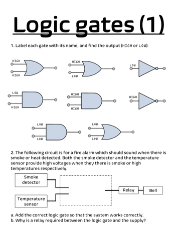 Logic gates worksheet | Teaching Resources Logic gates worksheet | Teaching Resources