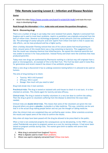 Covid-19 - GCSE Biology - Infection and Disease - CORONAVIRUS REMOTE ...