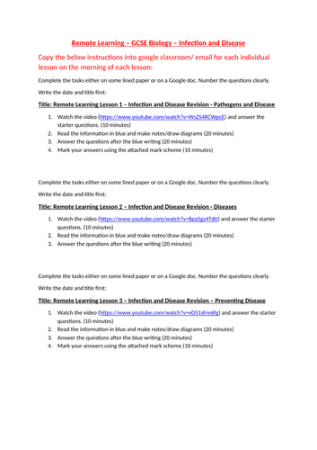Covid-19 - GCSE Biology - Infection and Disease - CORONAVIRUS REMOTE ...