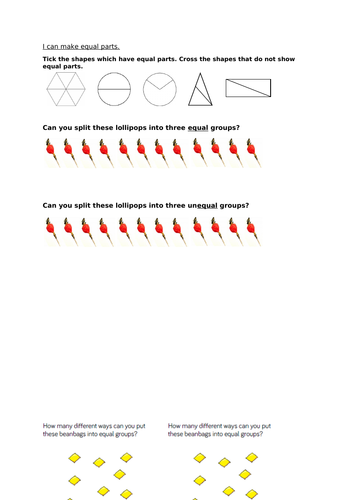 Year 2 Fractions Pack | Teaching Resources